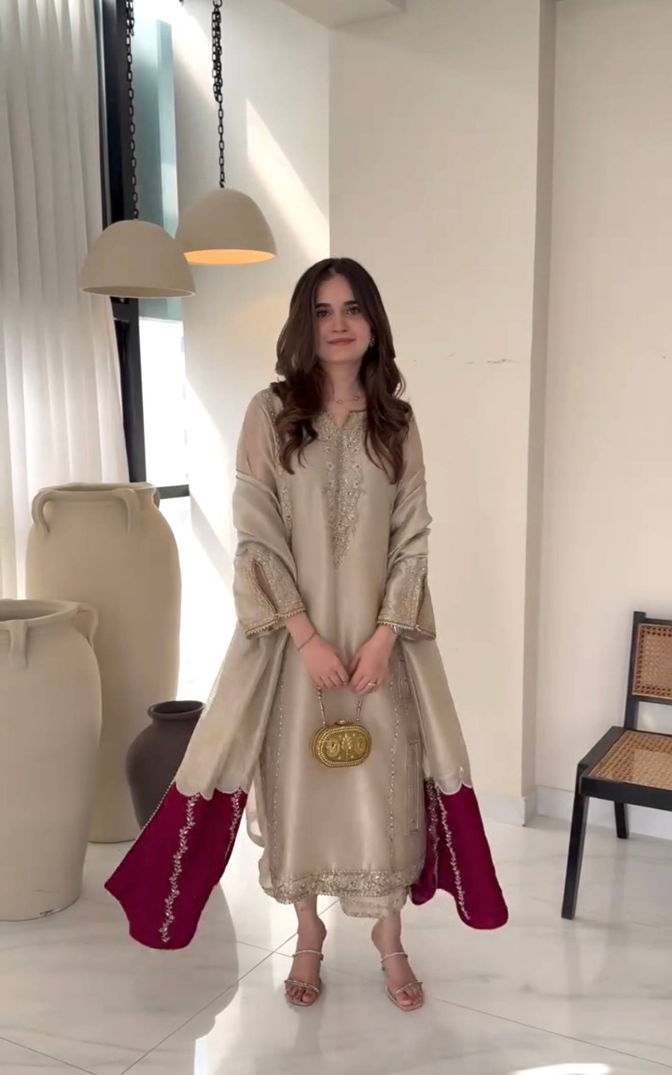 Glorious Gold Jimmy Choo Sequence Work Palazzo Suit – RangVastra.com